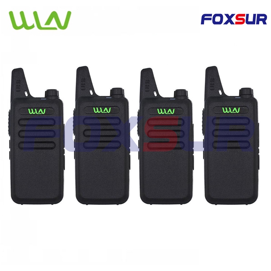 SET OF 4 WLN KD-C1 UHF Two-Way Walkie Talkie Radio 5W 16 Channel -Black ...