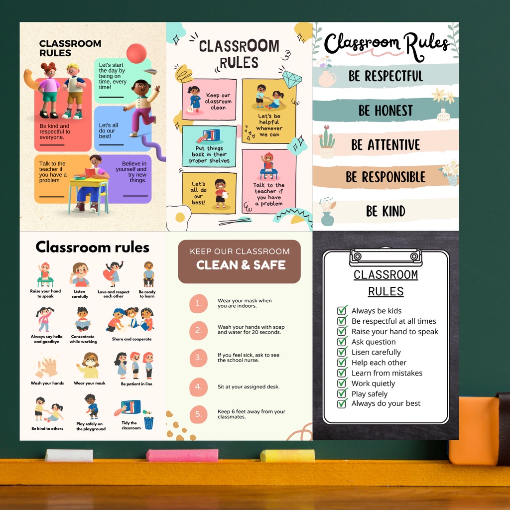 Classroom Rules Laminated, Sticker and PVC plastic Sign A4 size ...