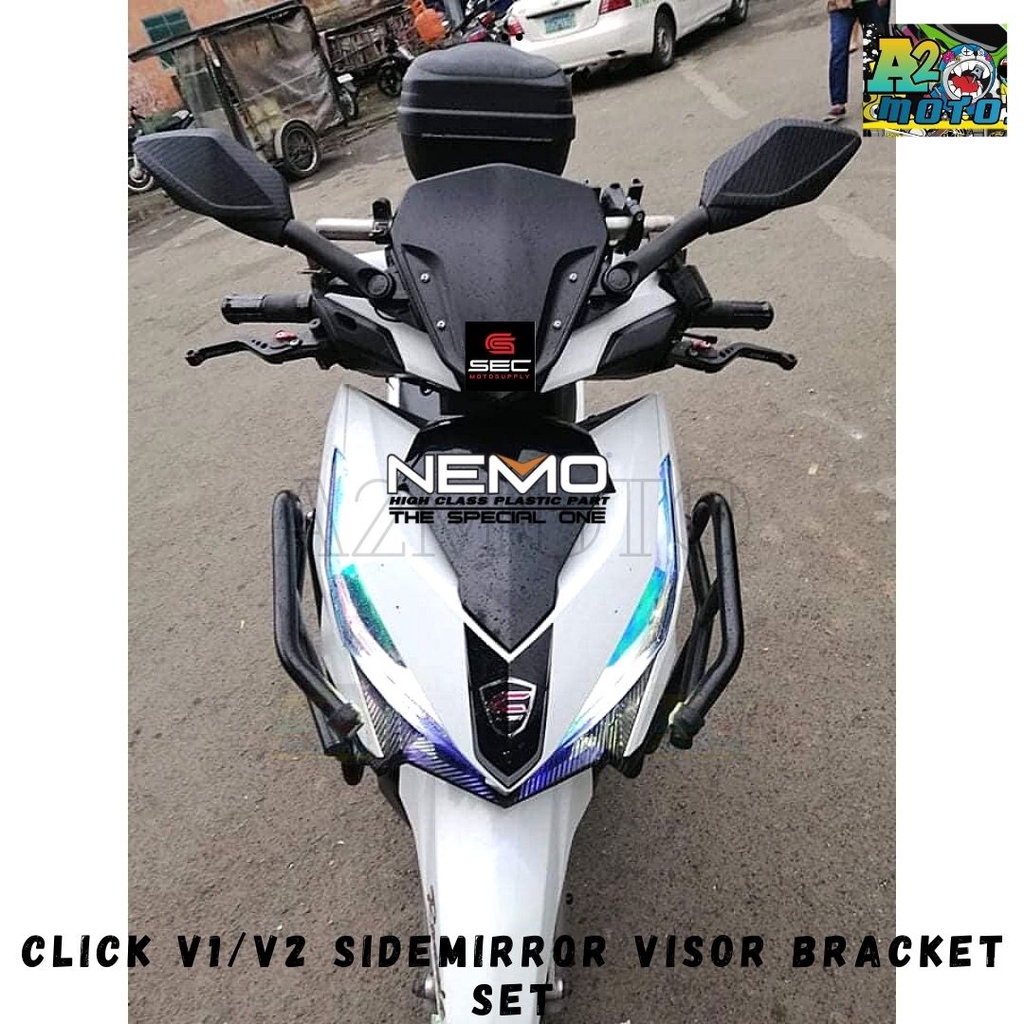 Click Honda V1 / Airblade Side Mirror with Bracket and Visor SET ...