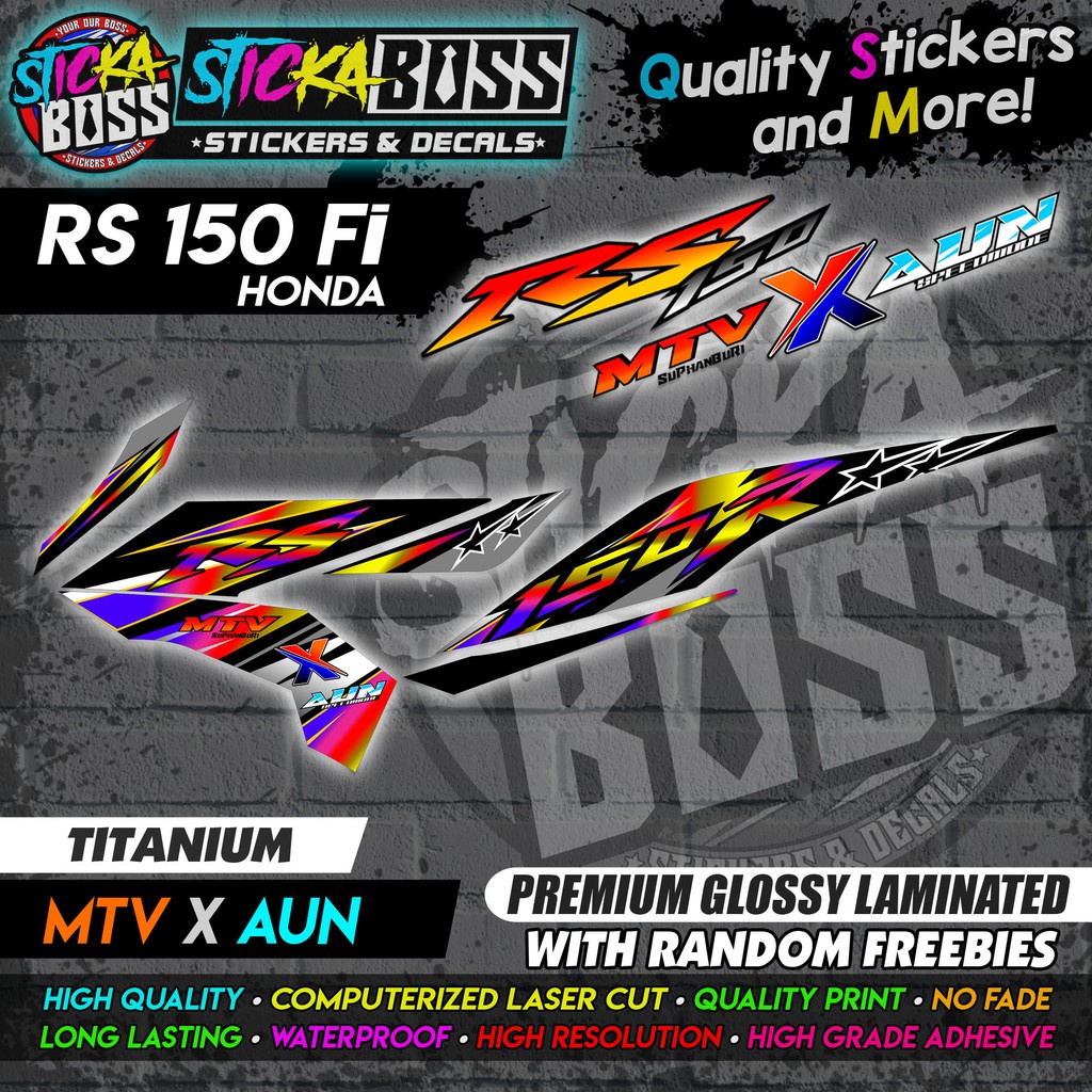 Honda RS 150 Fi (MTV x AUN) [TITANIUM] Stock DecalsPREMIUM GLOSSY ...