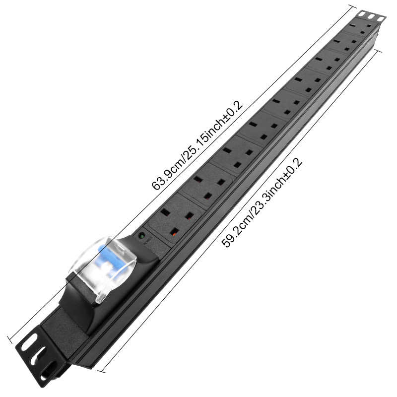 PDU Power Strip 9 Ways 3Pin UK Socket Power Distribution Unit Aluminum shell Air switch circuit ...