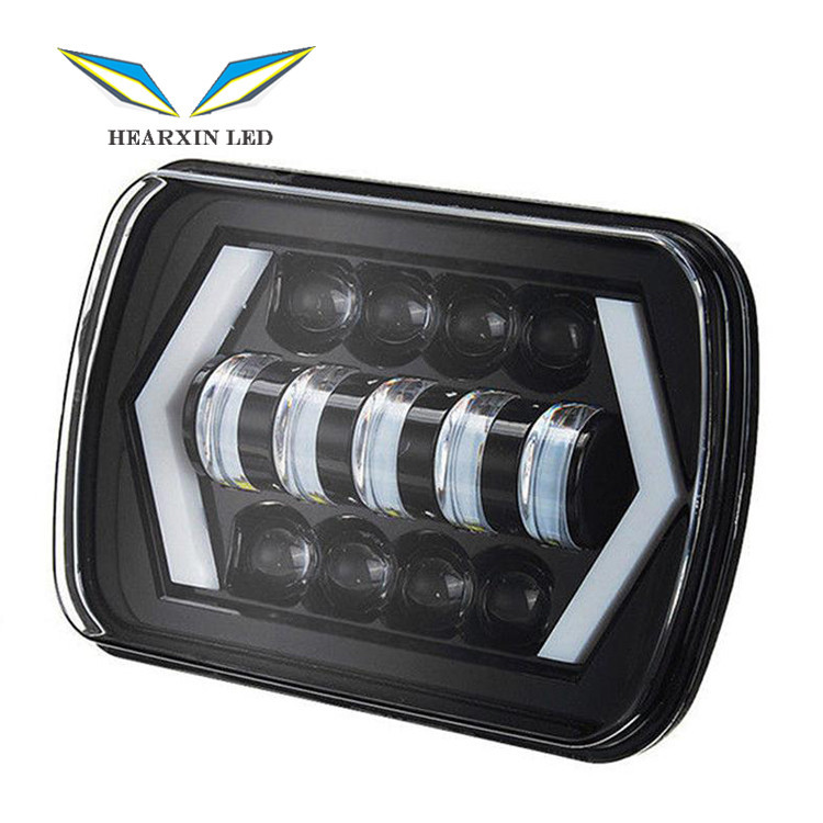 5x7 7x6 inch Square LED Headlamp with Arrow Angel Eyes DRL Turning ...
