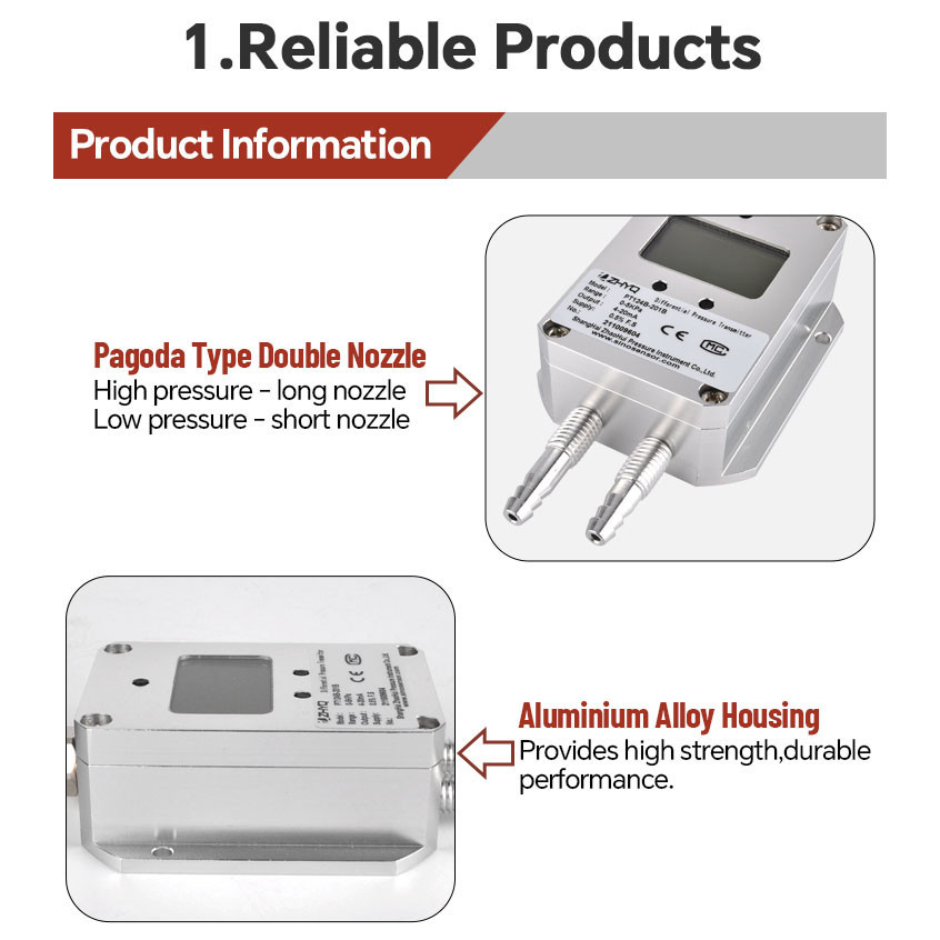 digital 4-20ma air differential pressure sensor micro gas wind differential pressure transmitter ...