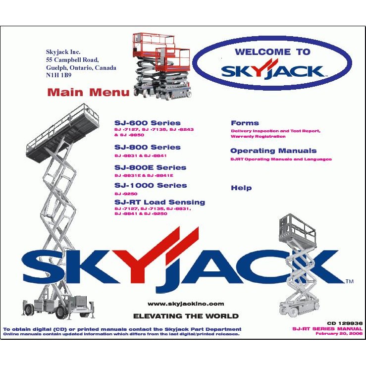 Sky Jack parts,operator manuals, service information, electrical ...