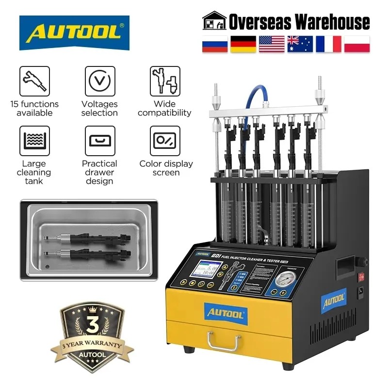 AUTOOL CT500 GDI Gasoline Injector Cleaner Machine 6 Cylinders EFI FEI ...