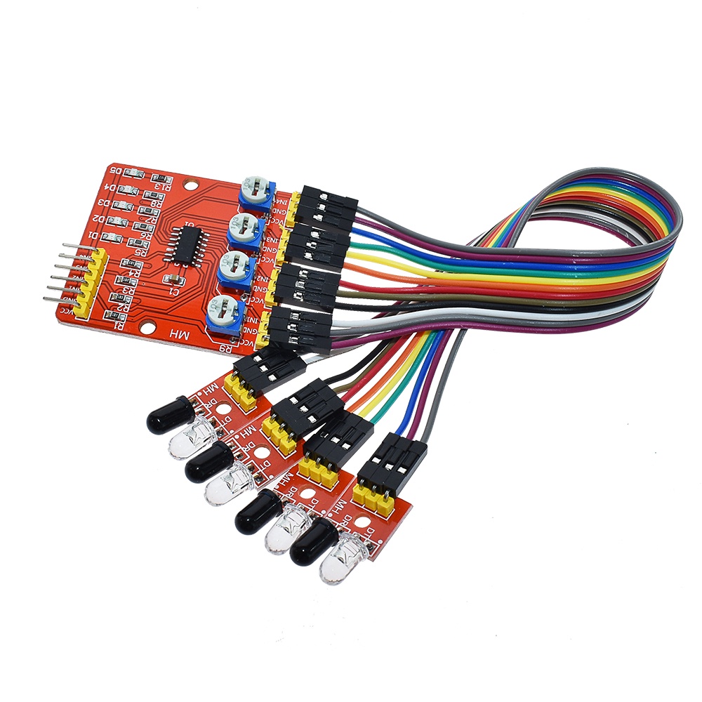 Four Road 4 Channel Infrared Detector Tracking Transmission Line Obstacle Avoidance Sensor ...