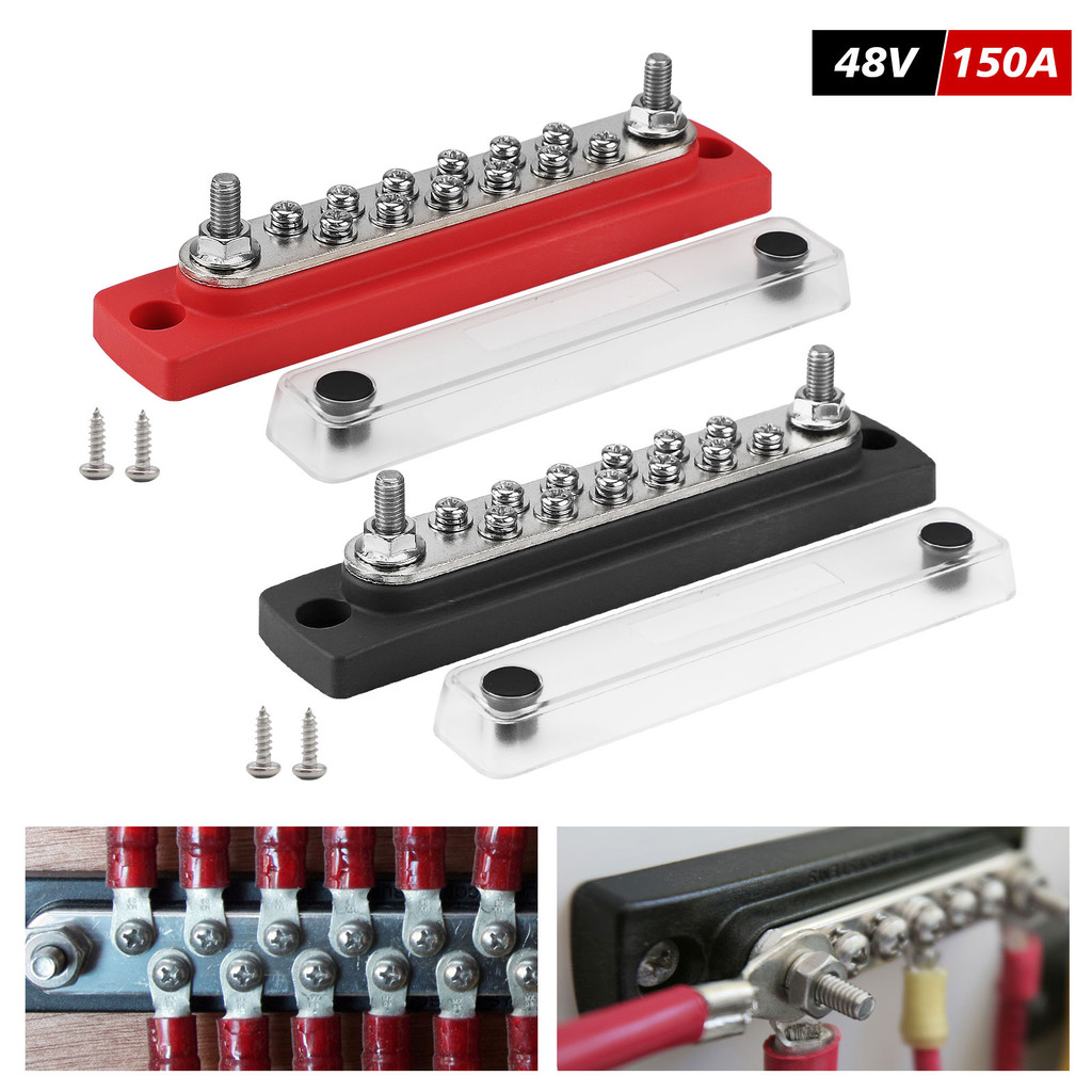 Car Terminal Block Positive Negative Bus Bar 150A 48V Power Distribution Block M6 M4 Termianl B ...