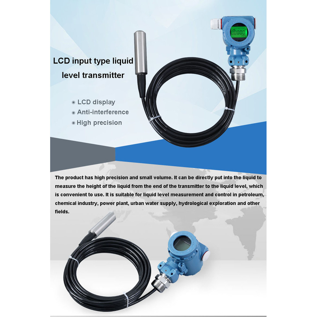 Led Input Type Liquid Level Transmitter Ip65 4 20ma Water Fuel Liquid 6014