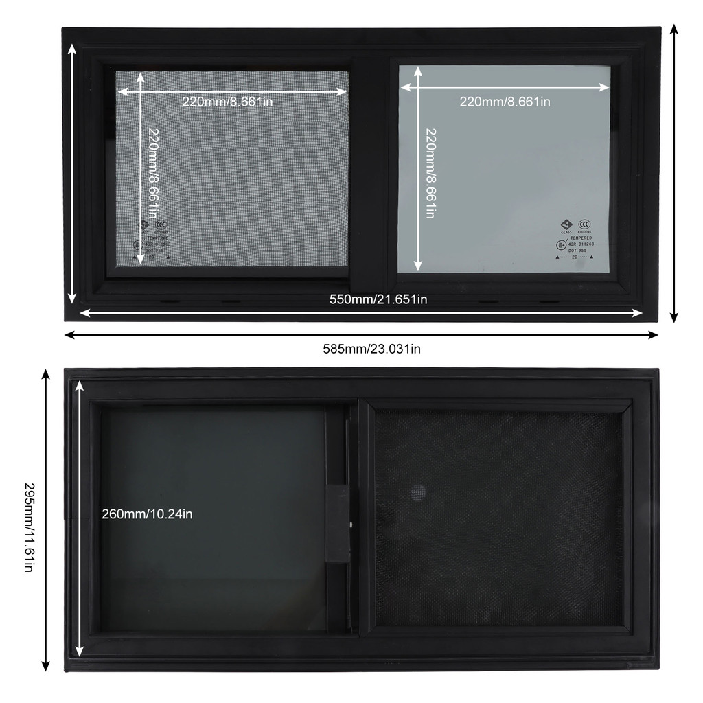RV Window Horizontal Vertical Slid with Privacy Screen Insect Nets for ...