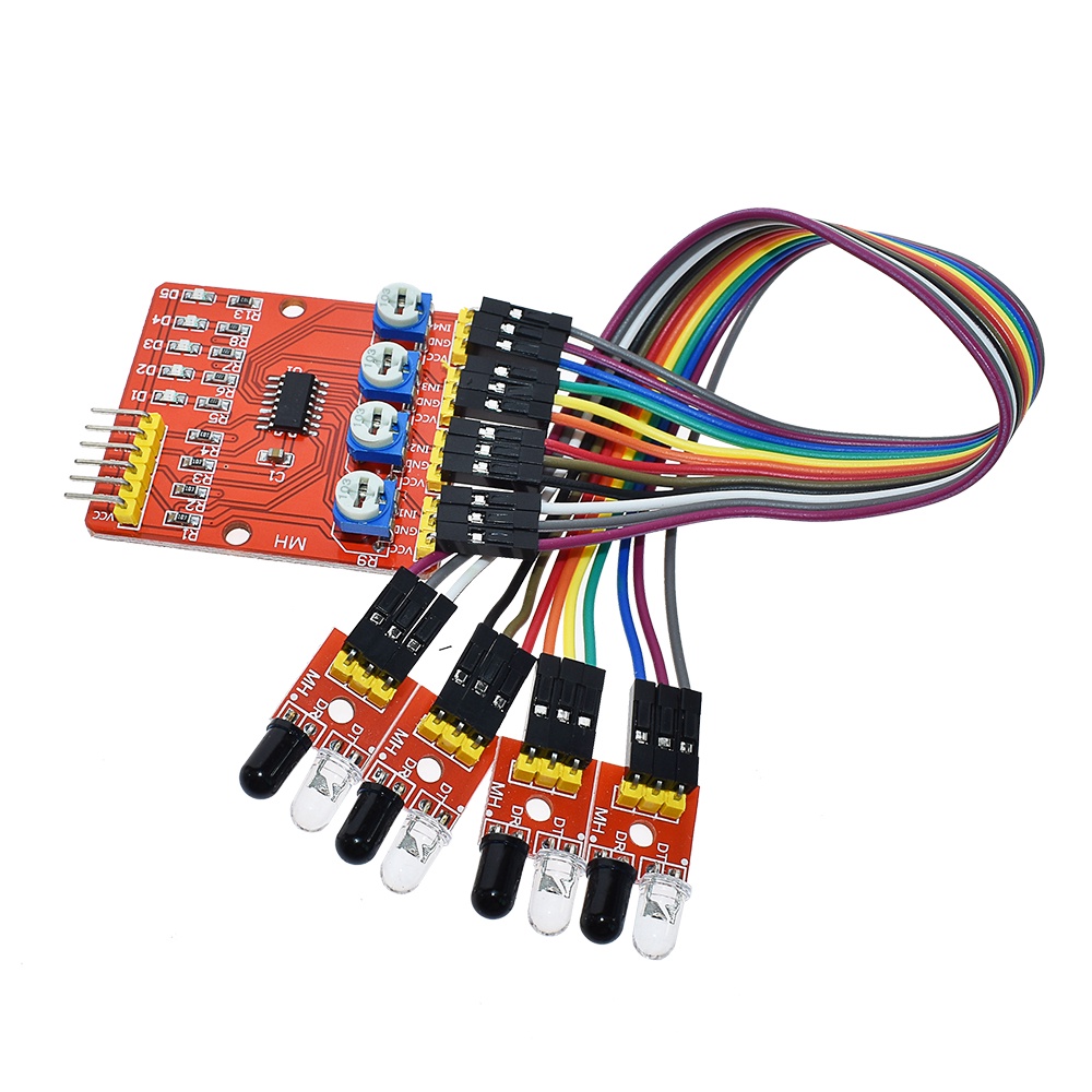 Four Road 4 Channel Infrared Detector Tracking Transmission Line Obstacle Avoidance Sensor ...