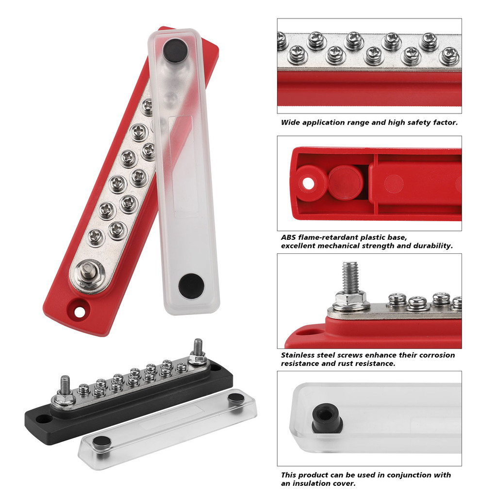 Car Terminal Block Positive Negative Bus Bar 150A 48V Power Distribution Block M6 M4 Termianl B ...