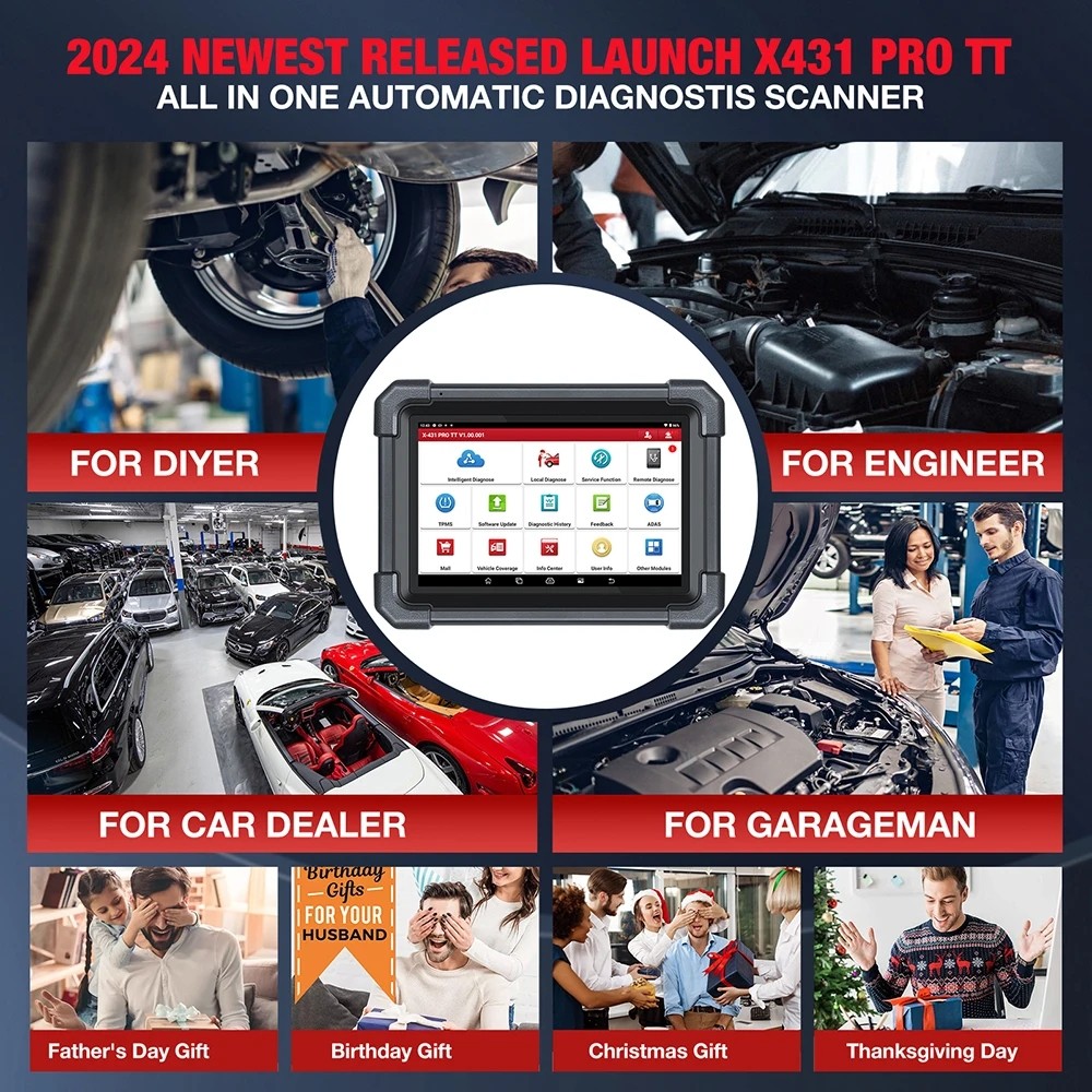 LAUNCH X431 PRO TT 8'inch with DBScar VII VCI Car Full System Diagnosis CAN FD/DOIP/OBFCM Auto ...