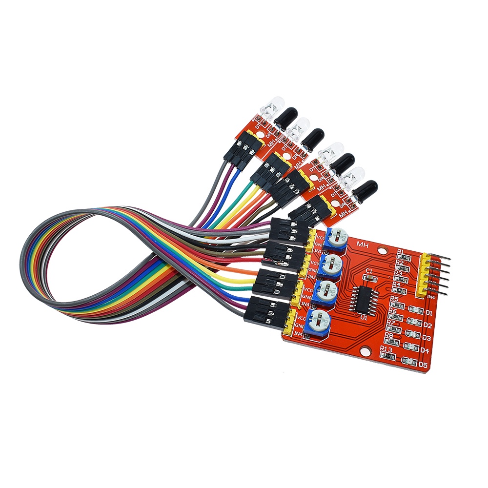 Four Road 4 Channel Infrared Detector Tracking Transmission Line Obstacle Avoidance Sensor ...