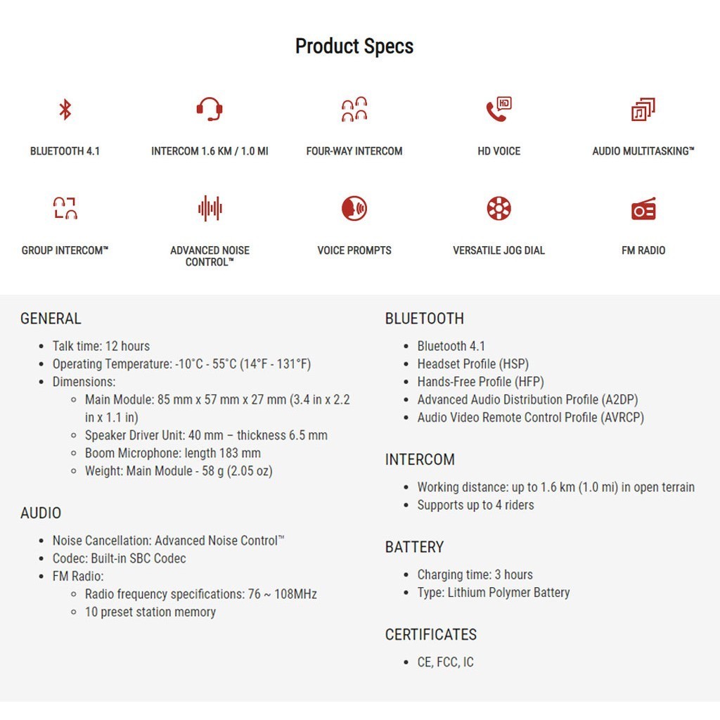Sena 10s Bluetooth Intercom System - UniTop