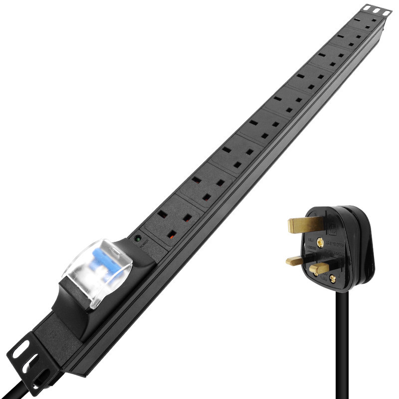PDU Power Strip 9 Ways 3Pin UK Socket Power Distribution Unit Aluminum ...
