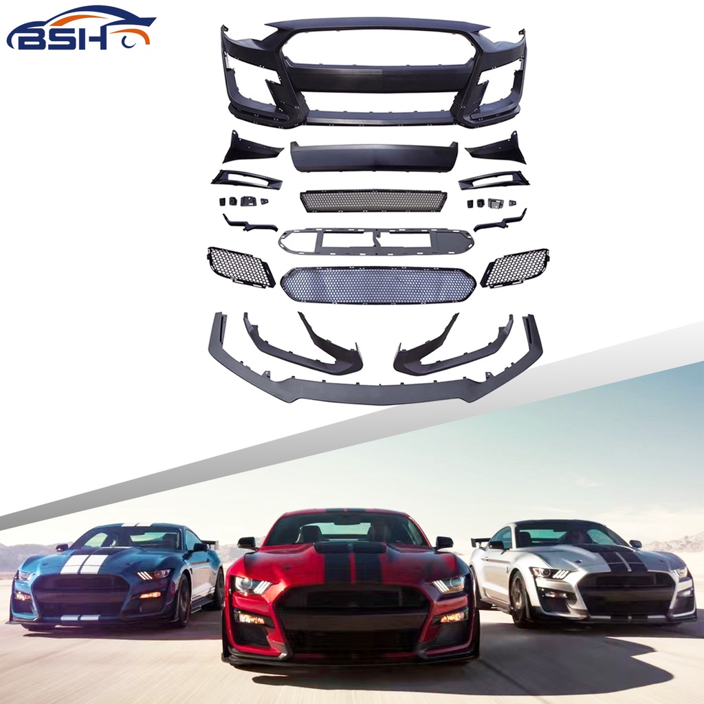 GT500 Style Car Bumper Body Kit Front Bumper Lip Grille For Mustang ...