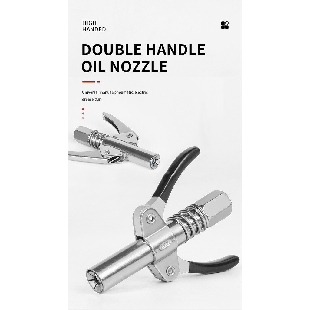 10000 PSI Grease Gun Coupler Nozzle Oiling Double Handle Injection ...