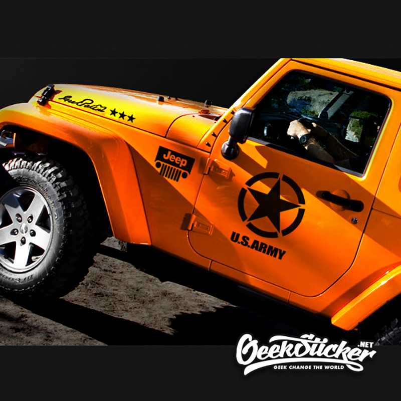 Waterproof Reflective Universal Car the Whole Body Sticker US Army Star ...