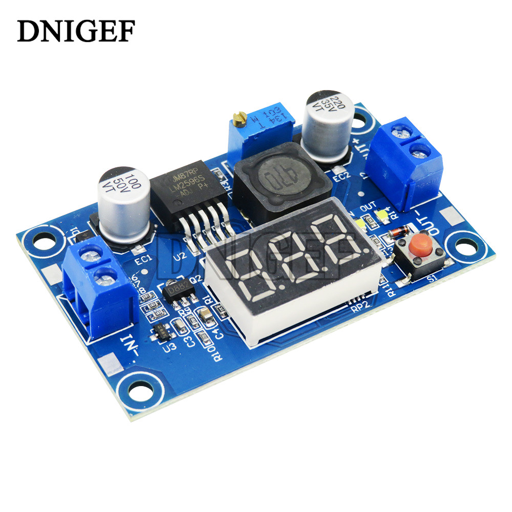 LM2596 Buck Step Down Power Converter Module LED Digital Voltmeter Display Adjustable Board DC ...