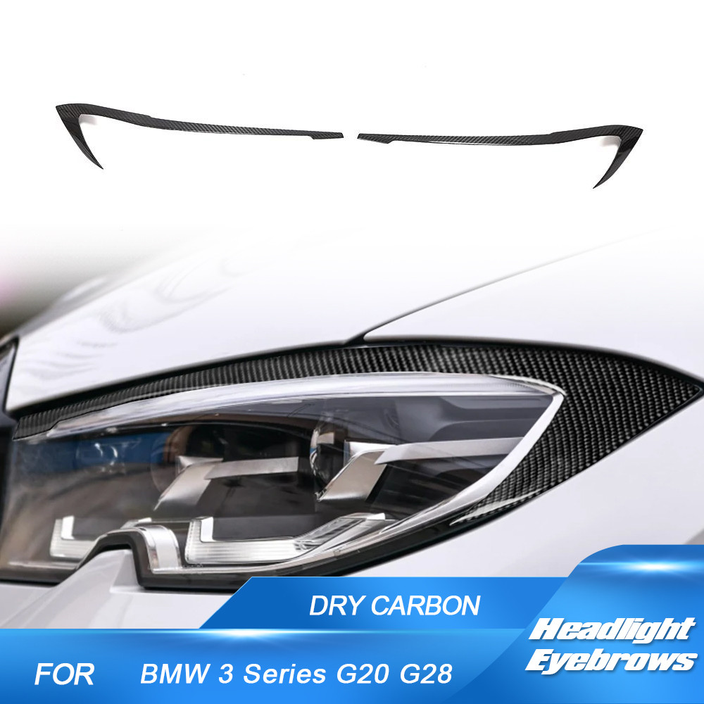 Dry Carbon Fiber Car Headlight Eyebrows for BMW 3 Series G20 G28 2017 ...