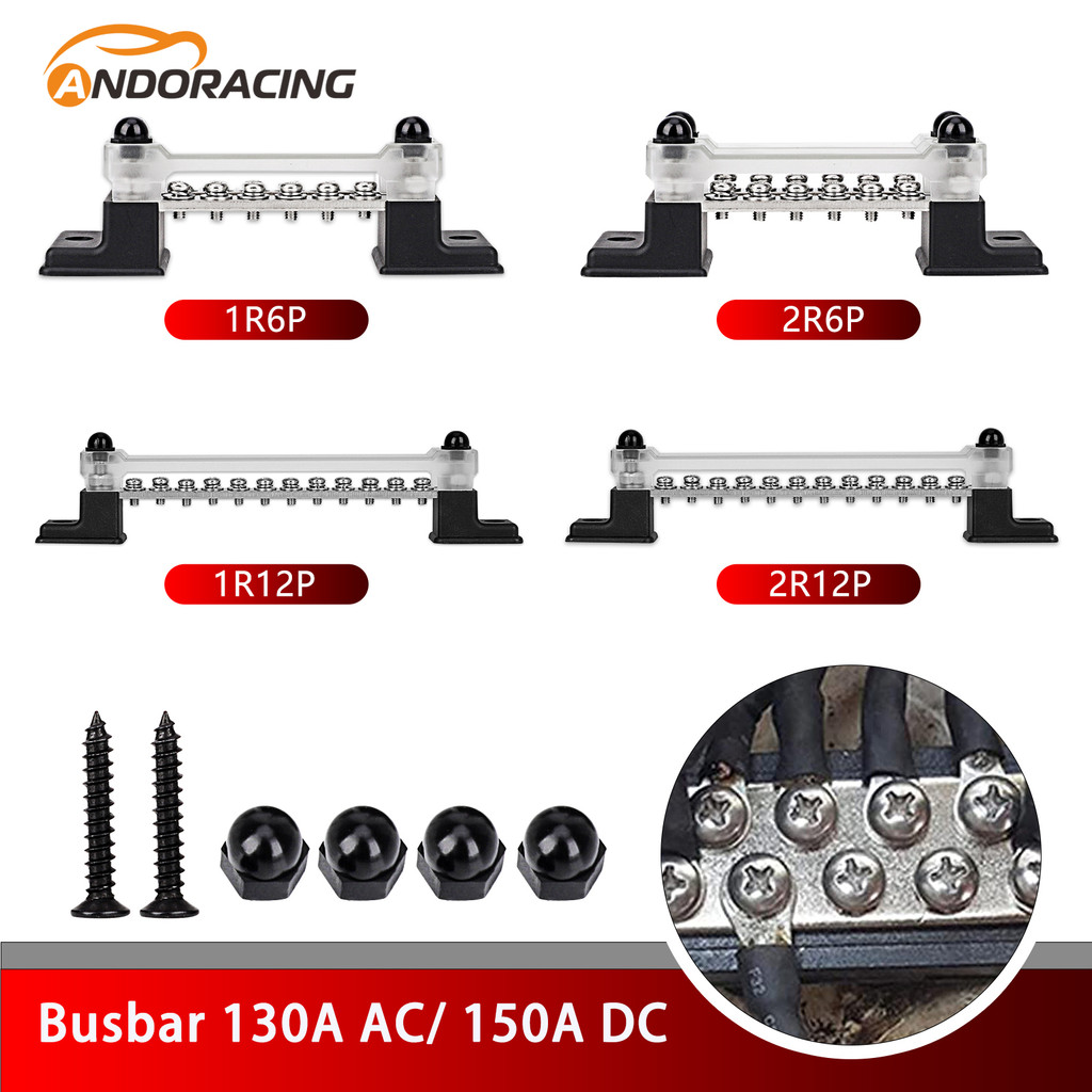 12V 150A Bus Bar Battery Power Distribution Block 6/12/24 Terminal Positive Negative Buss Bar f ...