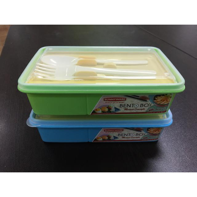 Sunnyware 516 Bento Box w/ divider lunch box with spoon & fork | Shopee ...