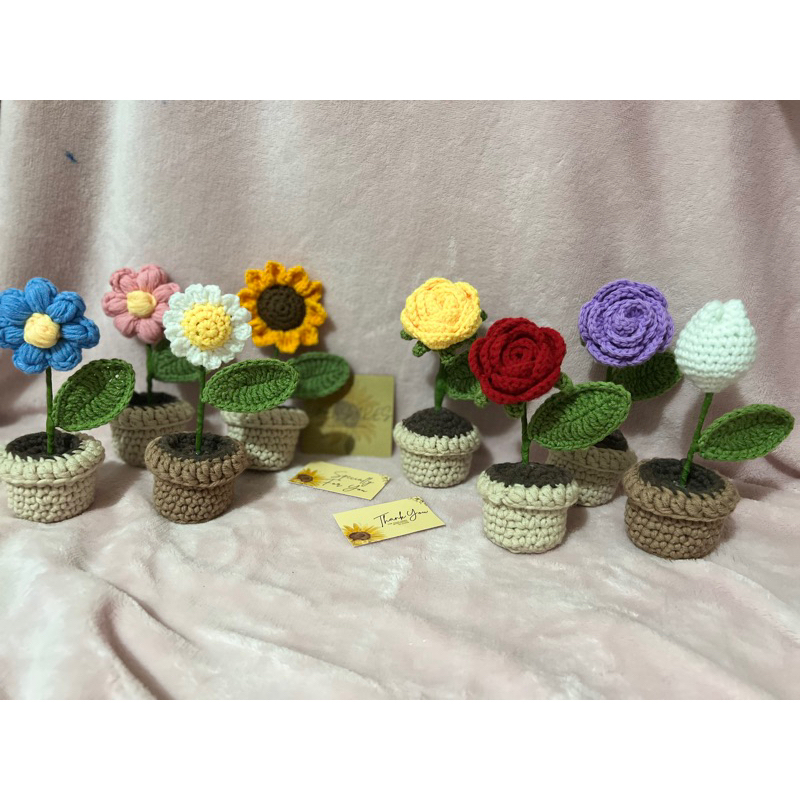 Potted Crocheted Flowers | Shopee Philippines