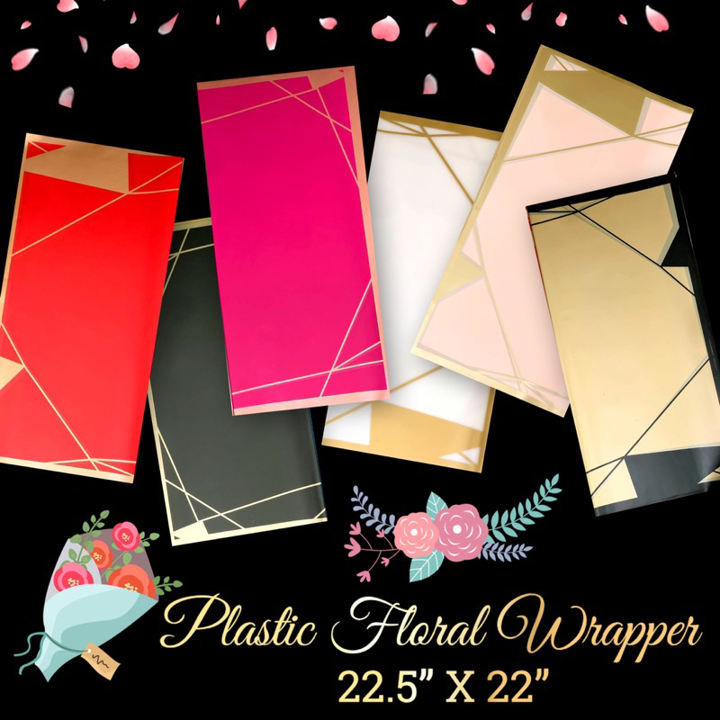 PLASTUC FLORAL WRAPPER MATTE WITH BORDERS 10 pieces | Shopee Philippines