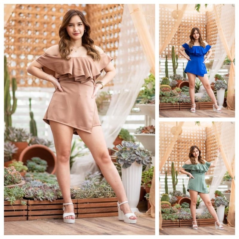 Suzy Off Shoulder Skort Romper | Shopee Philippines