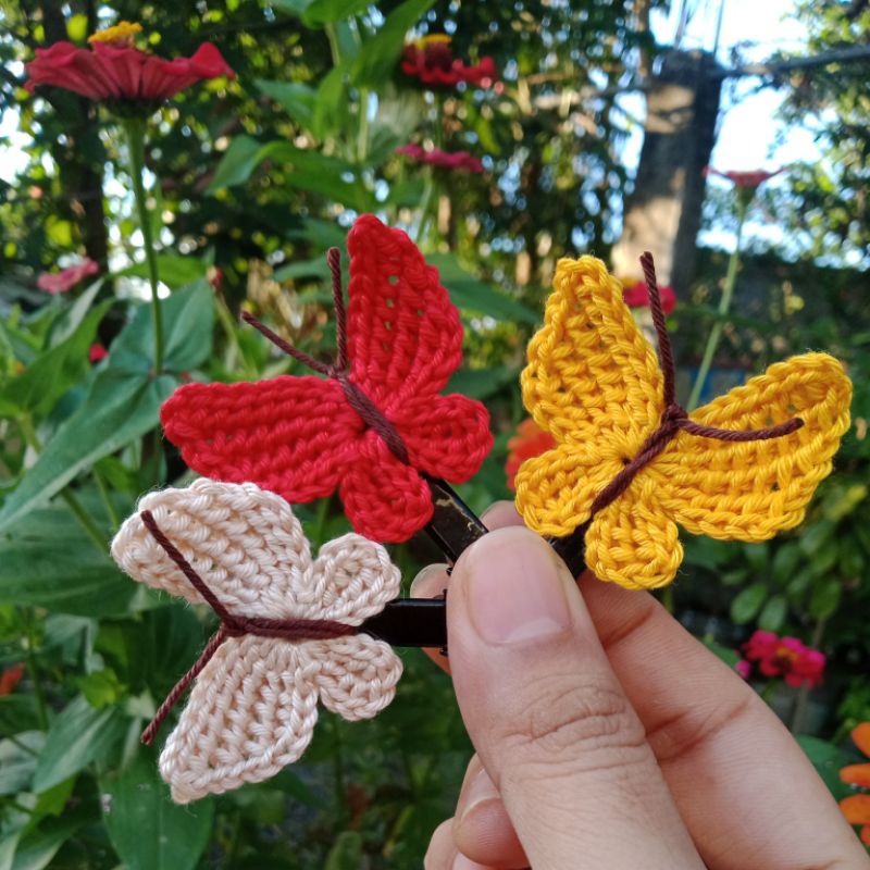 Butterfly Hairclip Crochet | Shopee Philippines