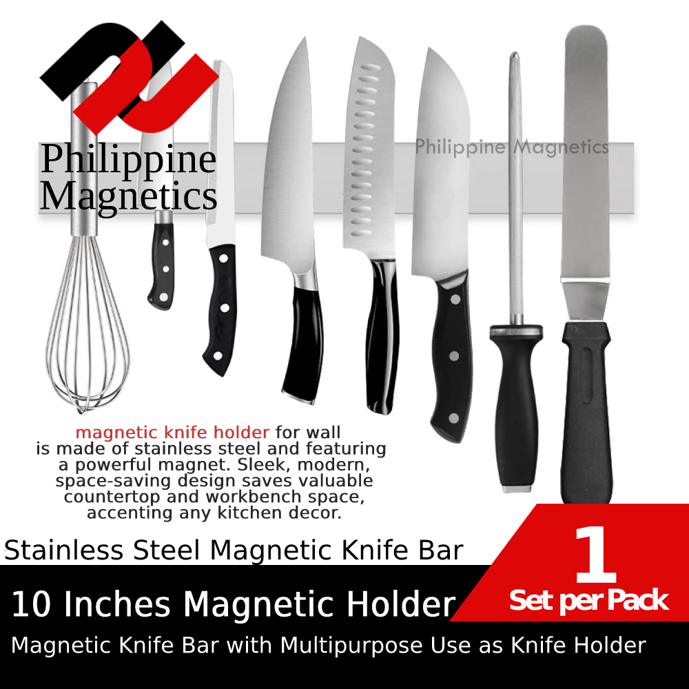 1 Set of 10 Inch Stainless Steel Magnetic Knife Strip Multipurpose ...