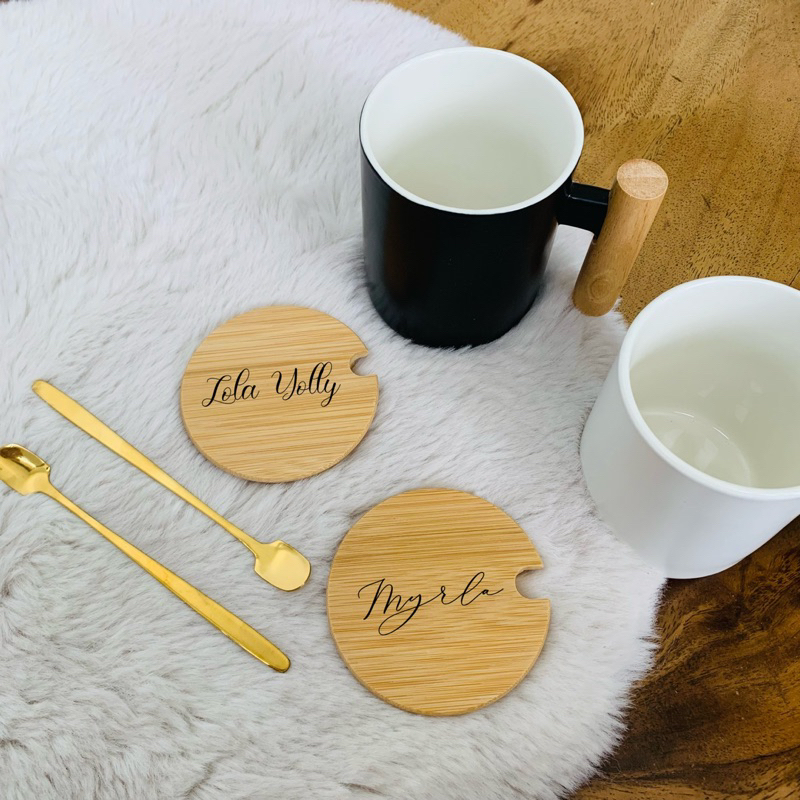 Personalized laser engraved mug with bamboo lid | Shopee Philippines