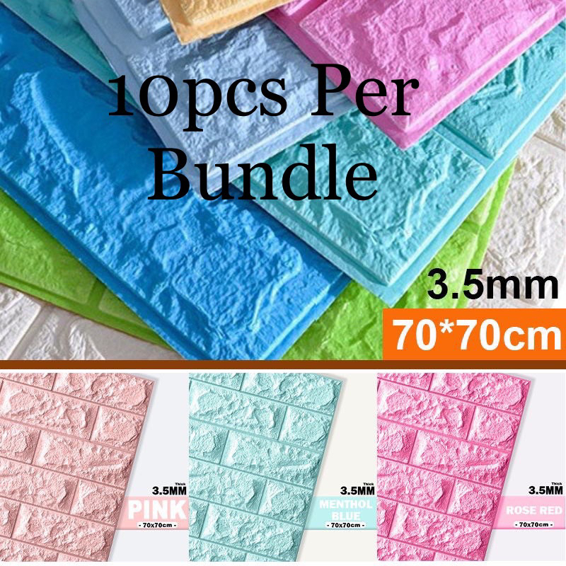 10PCS Per Bundle 70x77cm Home Decor 3D Water Proof Wall Paper Foam ...