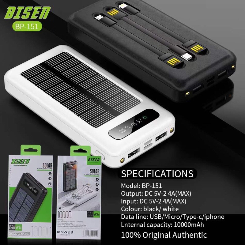 BISEN BP-151 10000Mah New Solar Powerbank with LED Screen Display ...