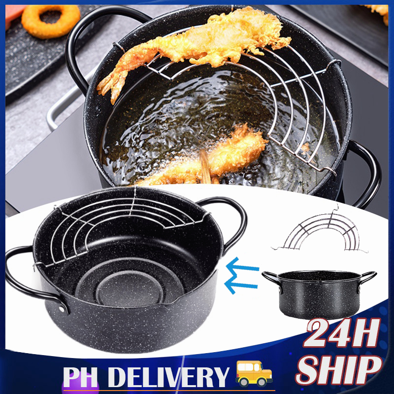 Japanese stainless steel deep fryer with oil strainer healthy kitchen ...