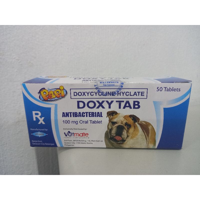 Papi Doxy Tab Antibacterial for Dogs and Cats 100mg per 10 pcs | Shopee ...