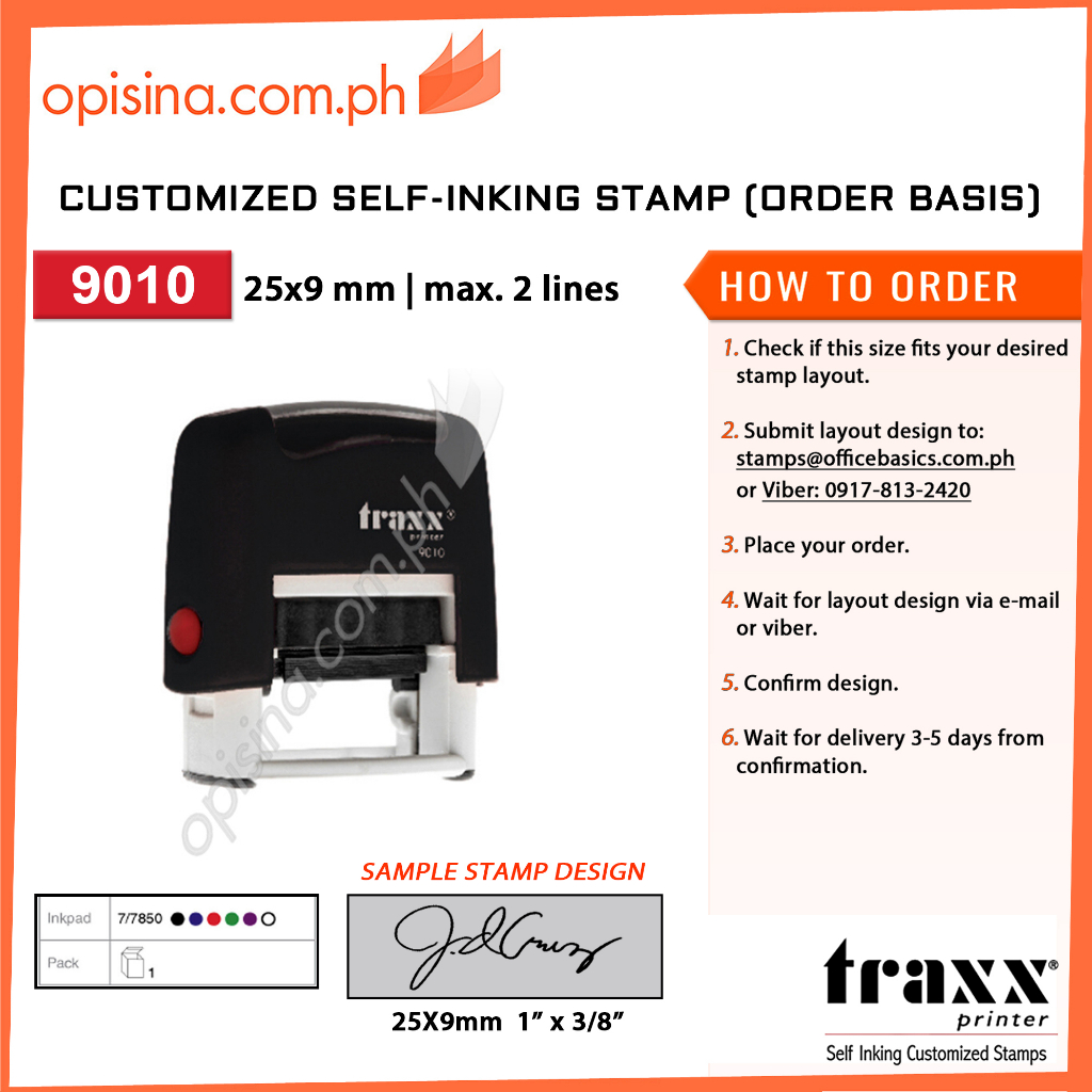 TRAXX CUSTOMIZED SELF-INKING STAMP 9010, 25X9 MM | Shopee Philippines
