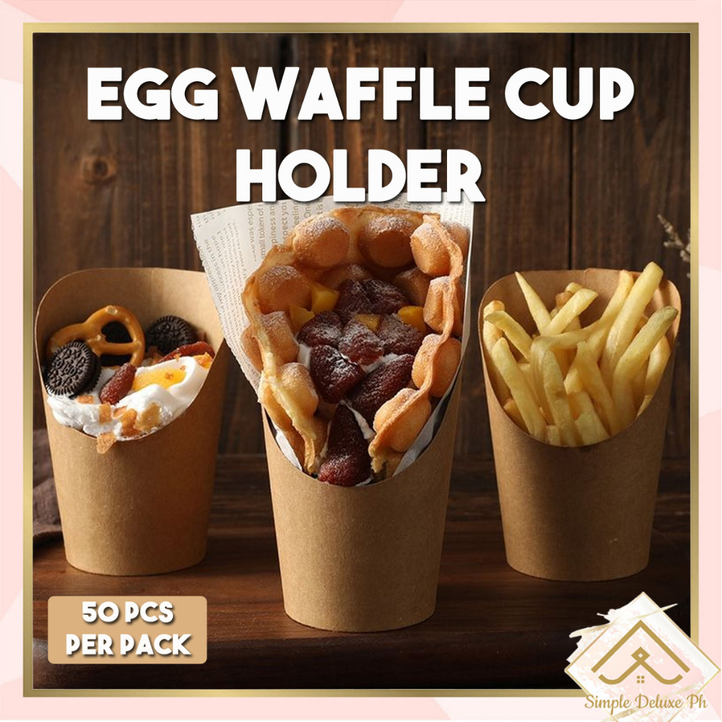 50pcs 450ML Egg Waffle Holder/French Fries Holder/ Kraft Paper Cup ... 50pcs 450ML Egg Waffle Holder/French Fries Holder/ Kraft Paper Cup ...