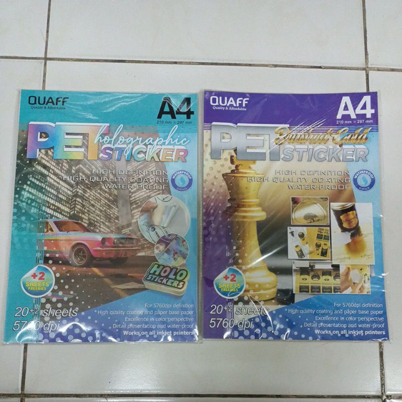 quaff pet holographic label sticker waterproof a4 180gsm | Shopee ...