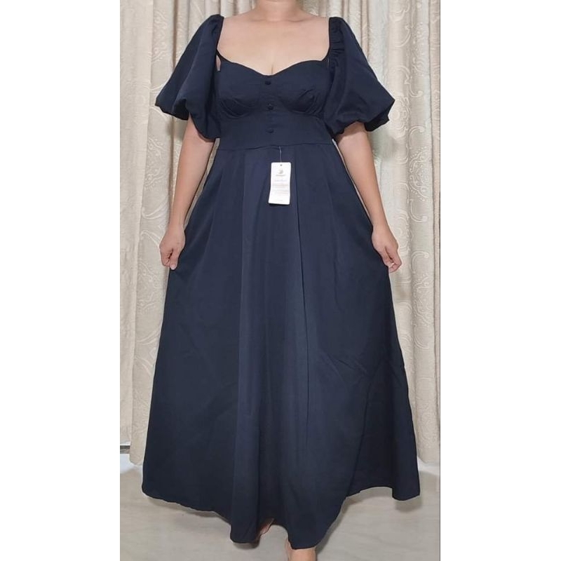 Puff Plain Bustier Maxi Dress | Shopee Philippines