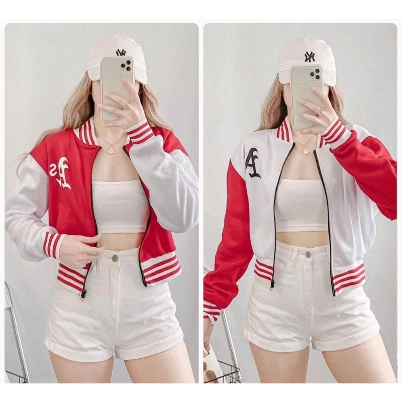 Vintage Bomber Jacket Crop | Shopee Philippines