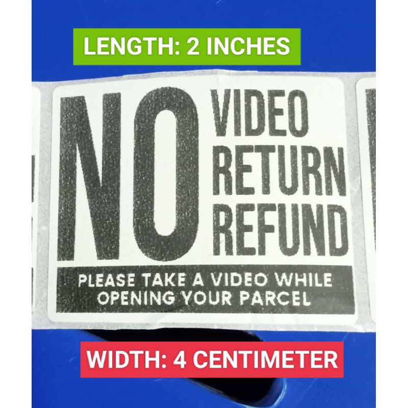 NO VIDEO NO REFUND THERMAL PACKAGING STICKER LABEL | Shopee Philippines