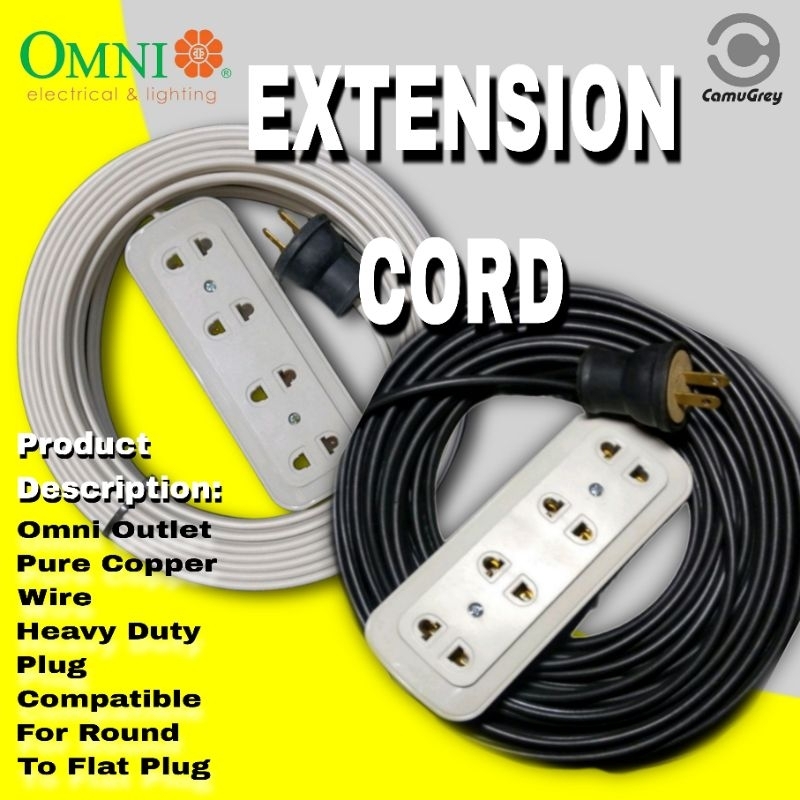 EXTENSION CORD w/ 16/2 CORD & HEAVY DUTY RUBBER PLUG UP TO 15 METERS ...