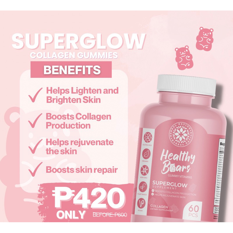 Herbal Nation Healthy Bears Collagen Glutathione Gummy Vitamins ...