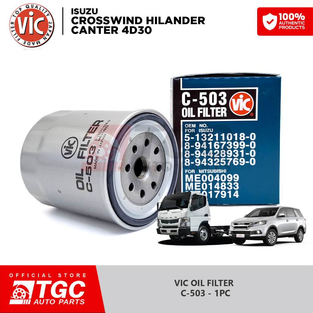 Vic Oil Filter Isuzu Crosswind 4JA1 1996 - Up C-503 C503 1pc | Shopee ...