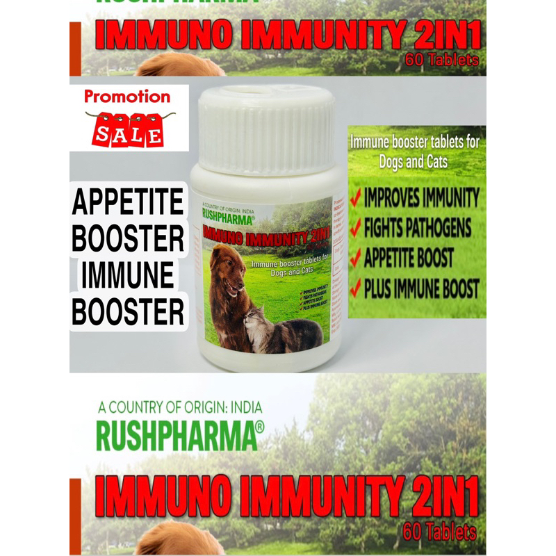 Sale! Rushpharma Immuno Immunity 60 Tabs For Dogs And Cats | Shopee ...