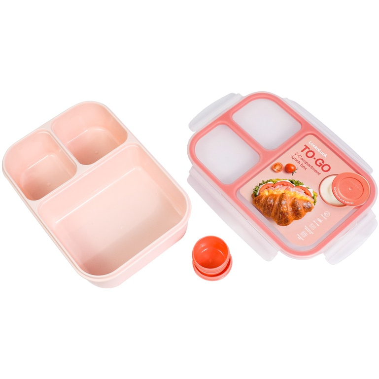 LocknLock To-Go 3-Compartment Lunch Box with Dividers and Sauce ...