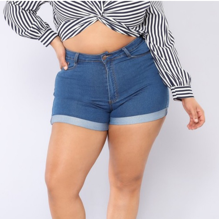 Pink Elegance Plus Size High Waist Denim Short Stretchable | Shopee Philippines