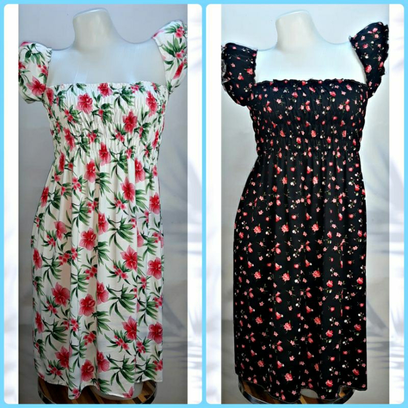 Pambahay Daster | Mini Dress | Smocked Puff Dress | Smocking Dress ...