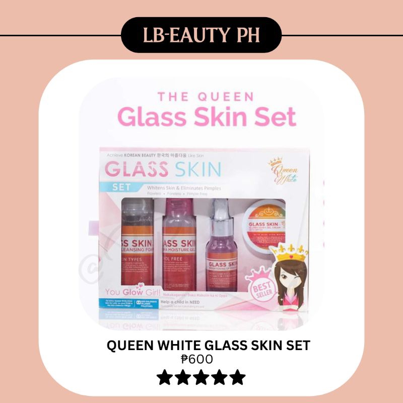Queen White Glass Skin Whitening Set with Freebie | Shopee Philippines